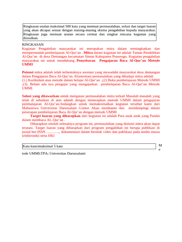 1-Template Pengabdian PKM | PDF