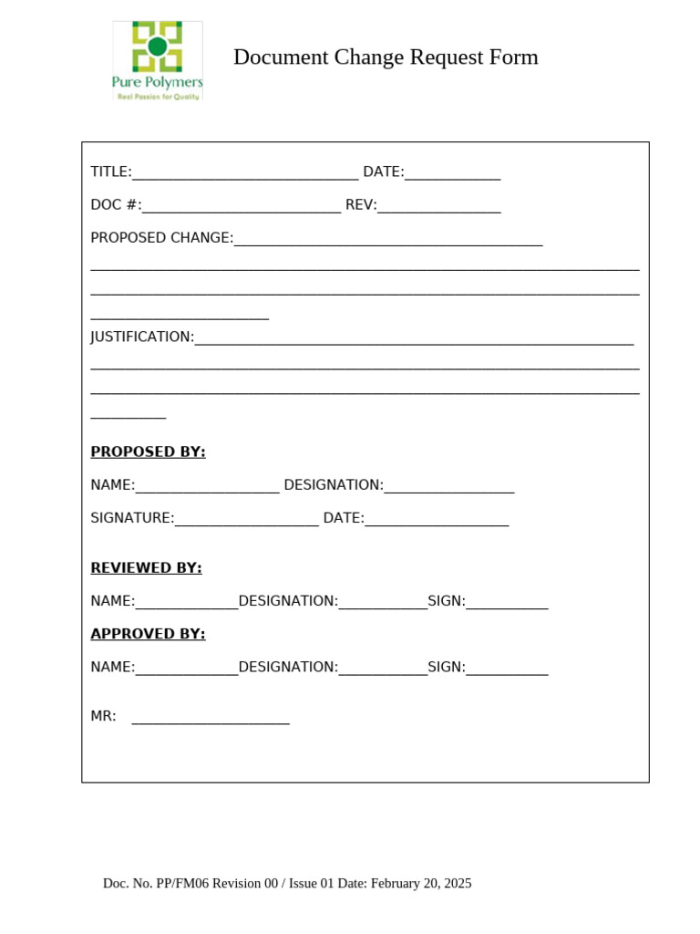PP FM06 Document Change Request | PDF