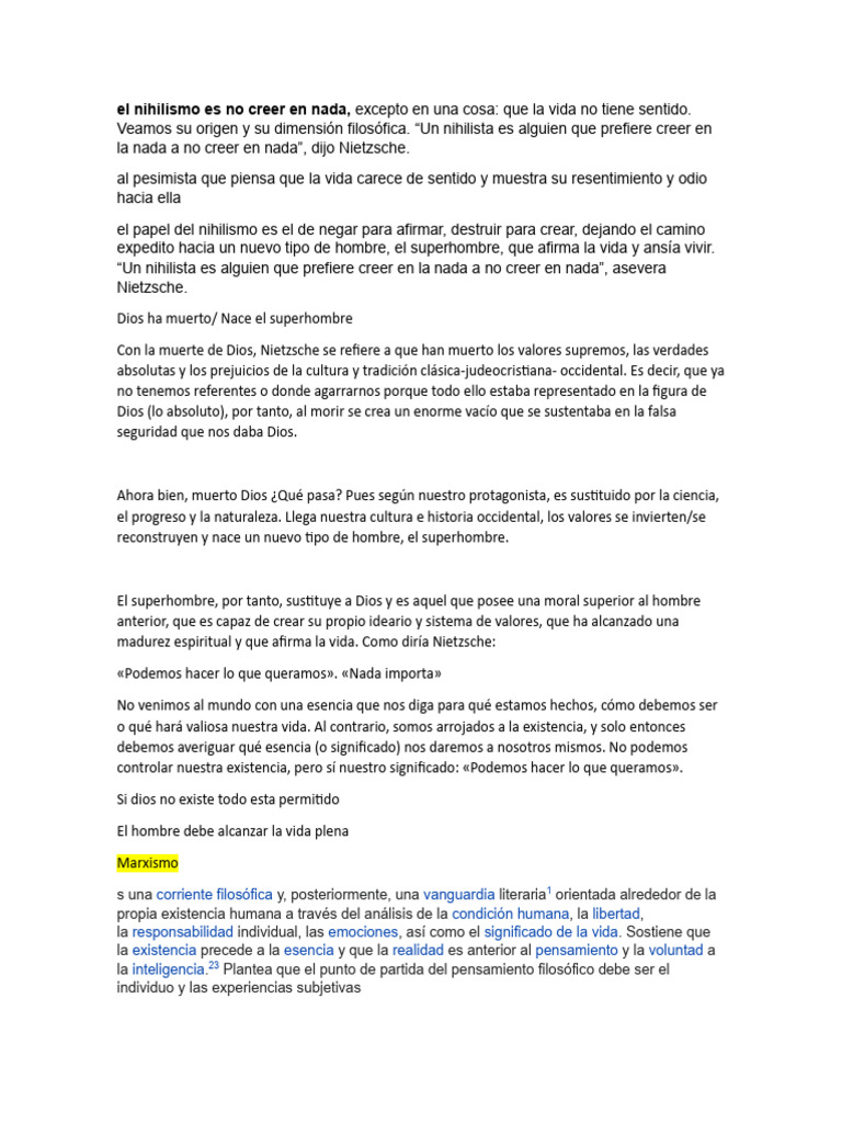 Nihilismo y Superhombre en Nietzsche | PDF | Existencia | Panteísmo