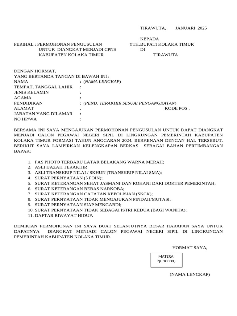 Blangko CPNS 2024 | PDF