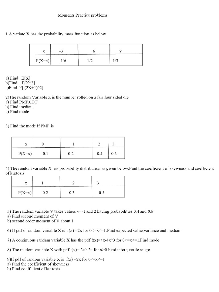 Moments Practice Problems | PDF