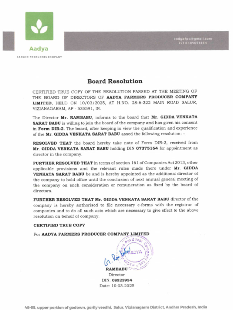 Board Resolution | PDF