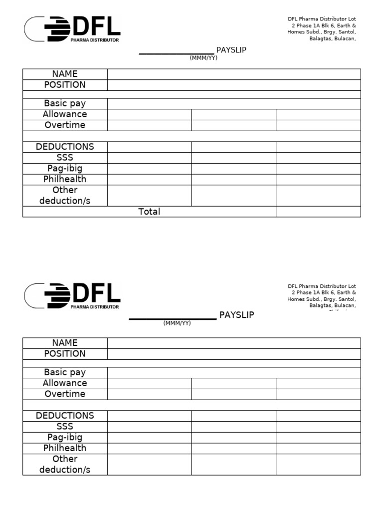 DFL Form No. 024 Pay Slip | PDF