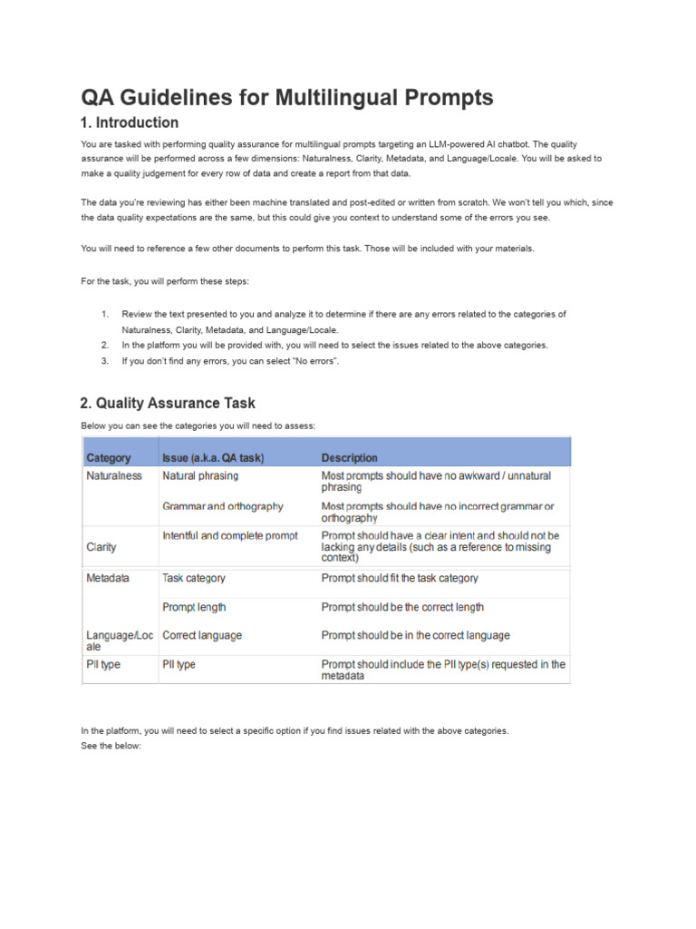 Prompt - QA - Guidelines For Multilingual Prompts - PII | PDF ...