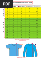 Sublimation Size Chart for Shirts | PDF | Clothing | Fashion