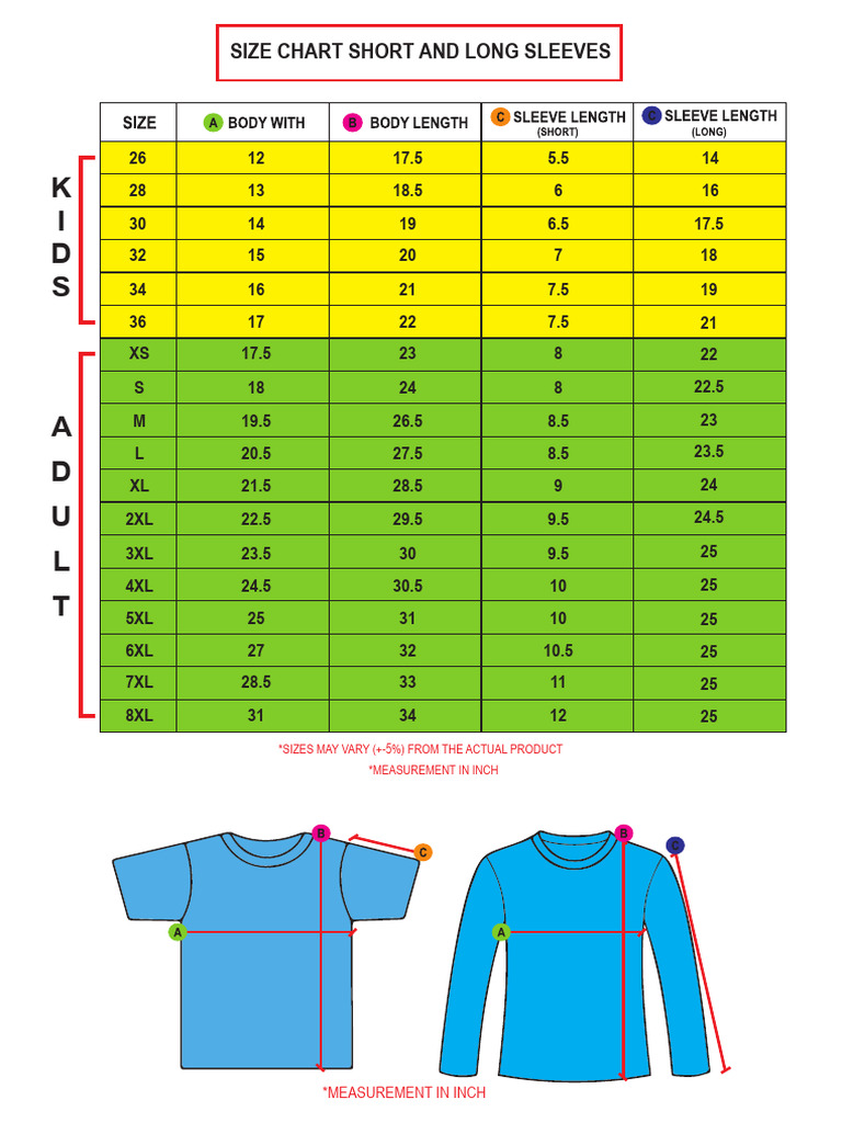 New Size Chart Sublimation 1.0 | PDF