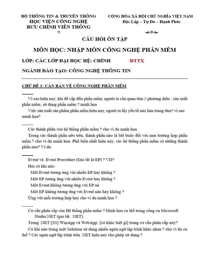 $$PTITHCM SoftTech QuestionsList Full | PDF