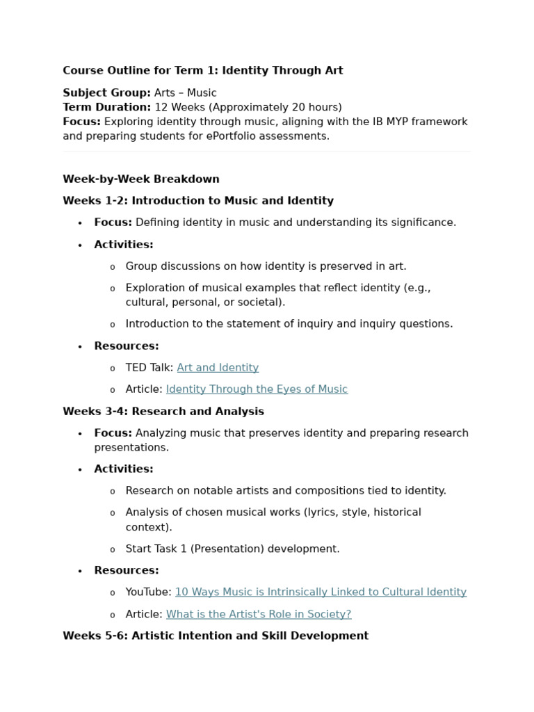Cources Outline For MYP 5 Term 1 2025 | PDF | Learning | Cognition