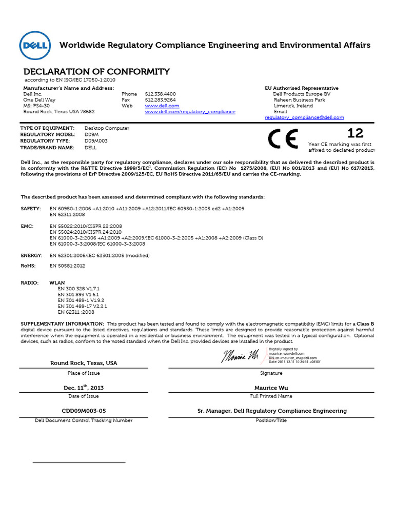 Dell OptiPlex 9010 Mini-Tower,D09M,D09M003,EUROPEAN UNION - CE ...