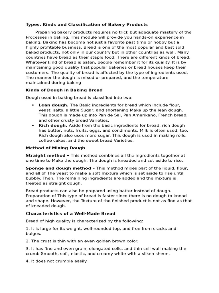 BPP 11 Types Kinds and Classification of Bakery Products | PDF | Breads ...