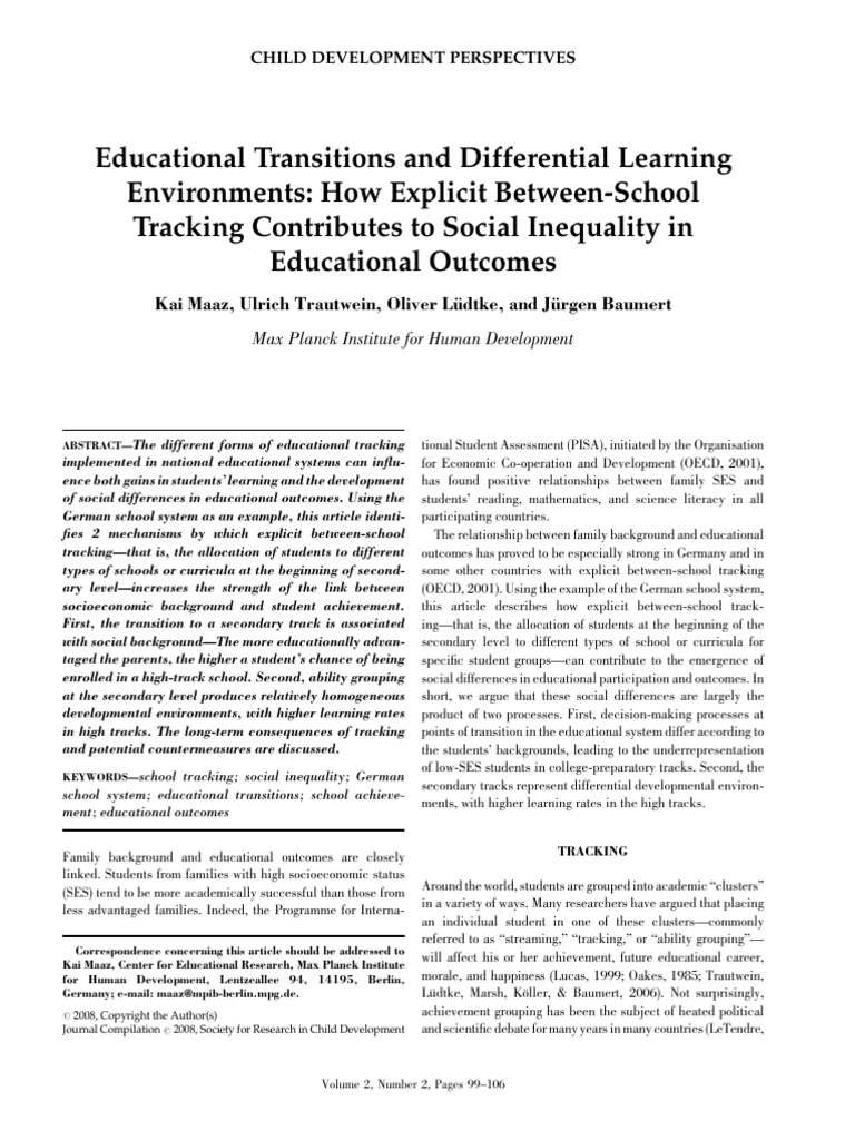 Child Dev Perspectives - 2008 - Maaz - Educational Transitions and ...