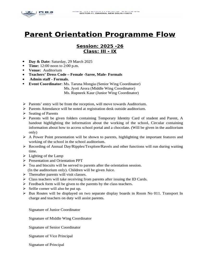 Parent Orientation Program 2025-26 | PDF
