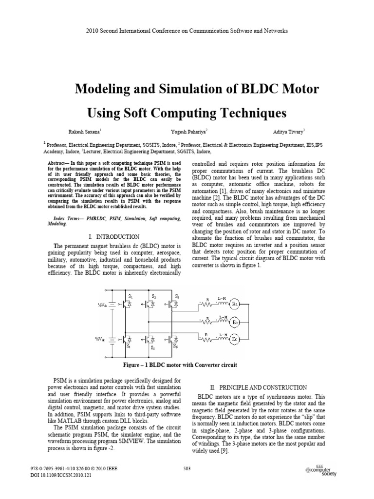 Sigmaland Modeling and Simulation of BLDC Motor Using Soft Computing Techniques | PDF | Electric ...