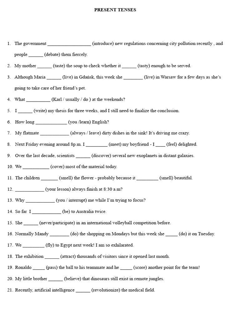 PRESENT TENSES | PDF