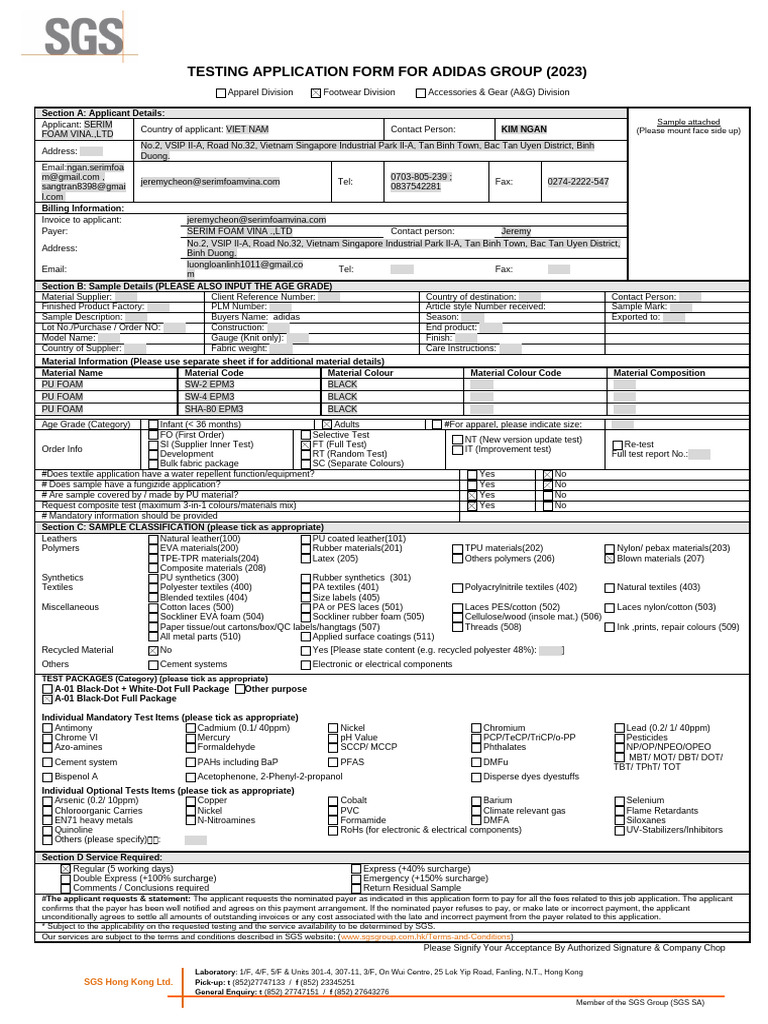 Adidas - Application Form - Client Version - 20230831 - v1 | PDF ...