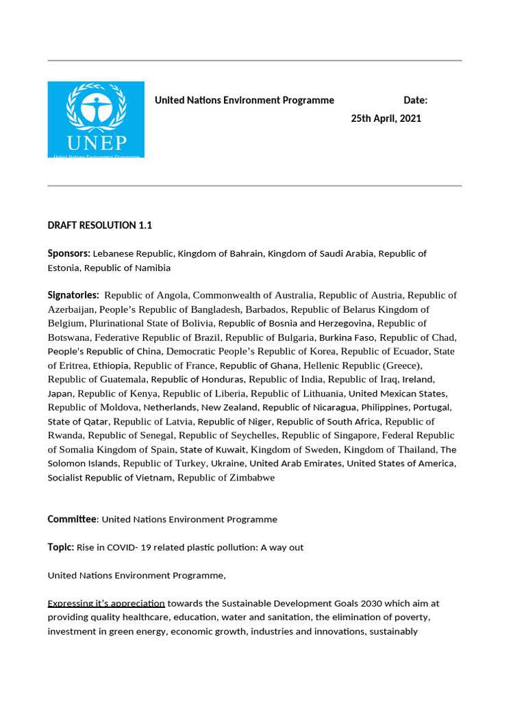 Copy of Draft Resolution 1.2 | PDF | Plastic | Waste