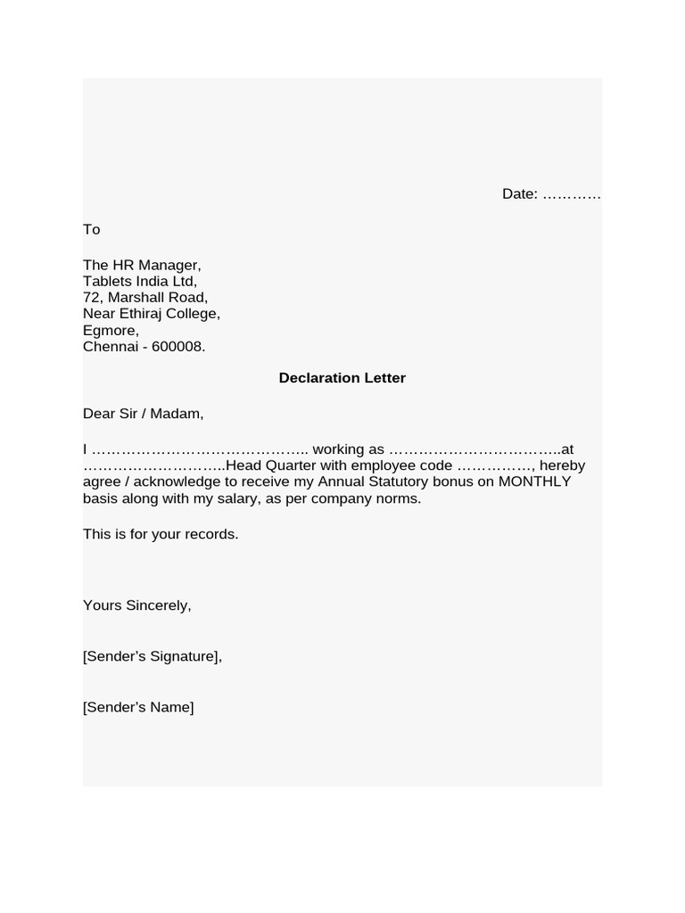Bonus Declaration Form | PDF