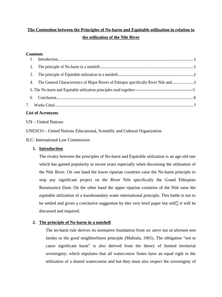 Term Paper On The Contention Between The Principles of No-Harm and ...