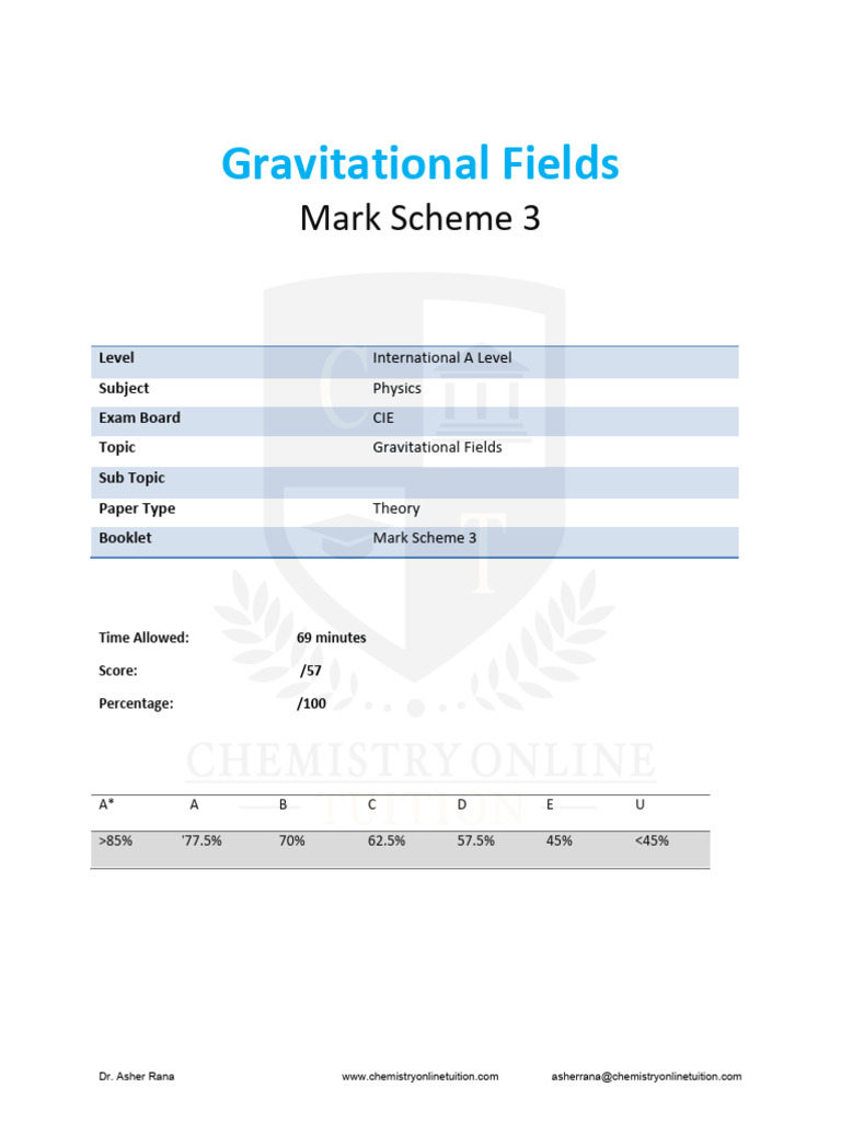 12.3 Gravitational Fields CIE IAL Physics MS Theory Unlocked | PDF ...
