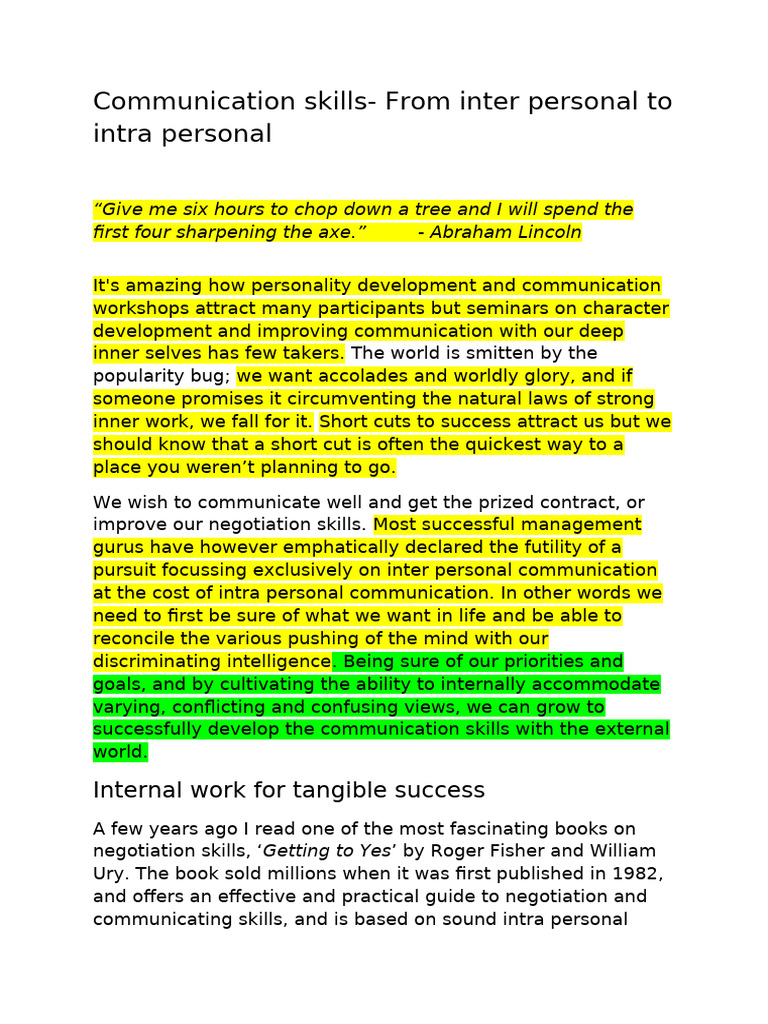 Communication Skills HIGHLIGHTED | PDF | Mind | Negotiation