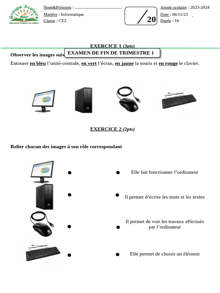 Exercices Informatique CE2 2023-2024 | PDF | Fichier informatique ...