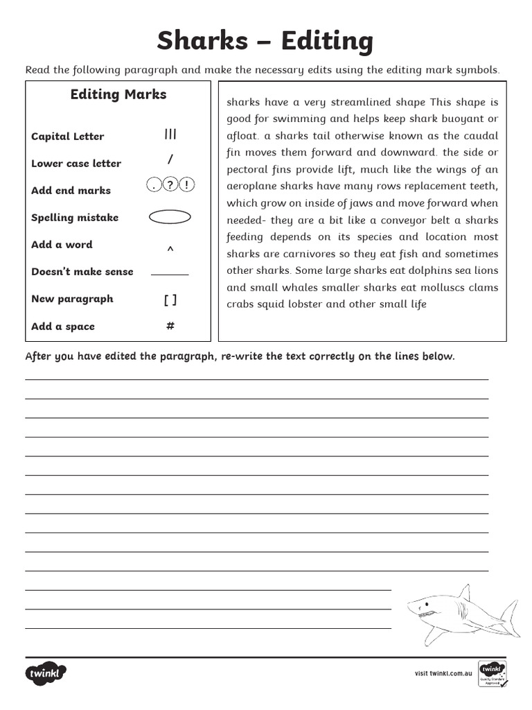 Au t2 e 4000 Sharks Editing Passages Activity Sheet English | PDF