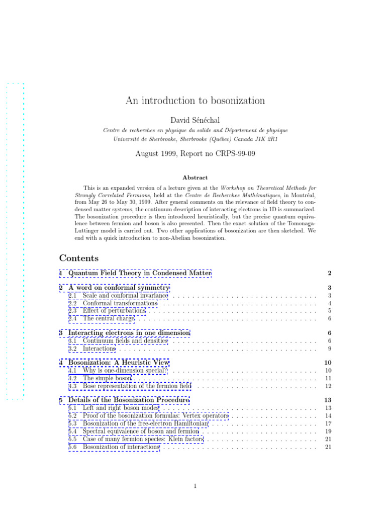 An Introduction To Bosonization 1999 | PDF | Quantum Field Theory | Condensed Matter Physics