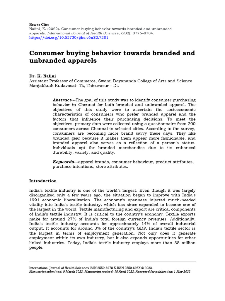 Consumer Buying Behavior Towards Branded and Unbra | PDF | Brand | Consumer Behaviour