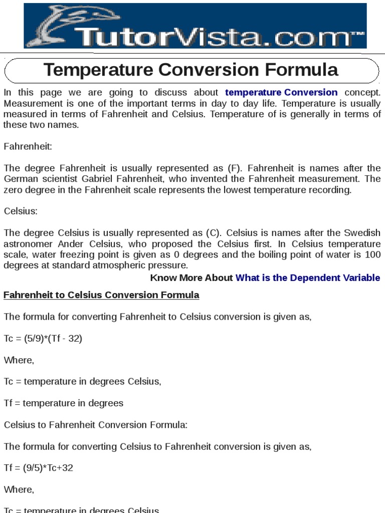 Temperature Conversion Formulas Explained | PDF