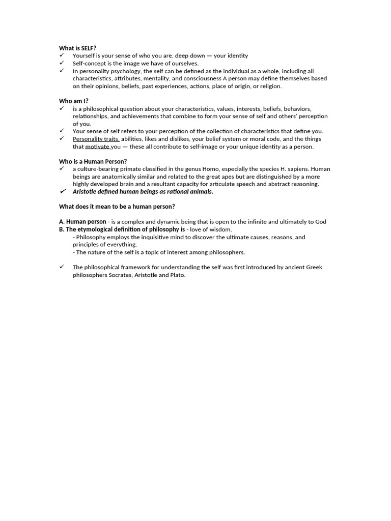 Understanding the Concept of Self | PDF