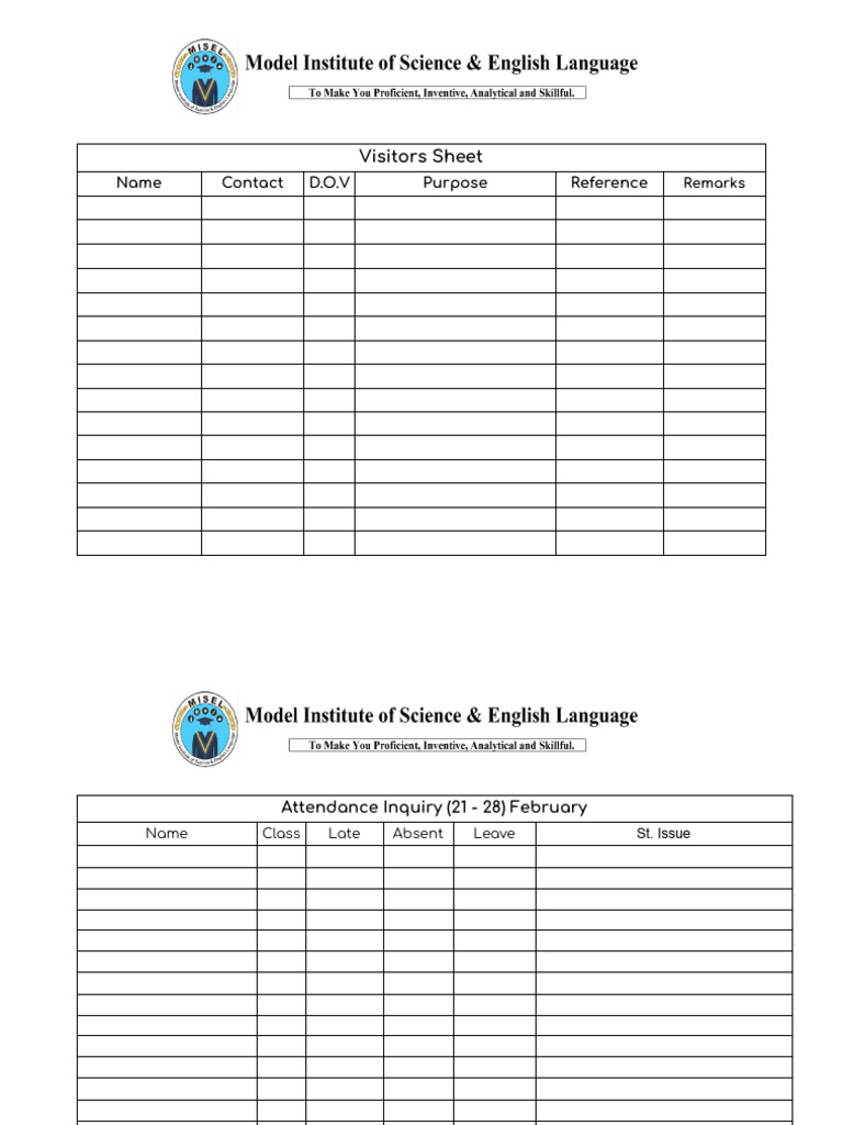 Visitors Sheet | PDF