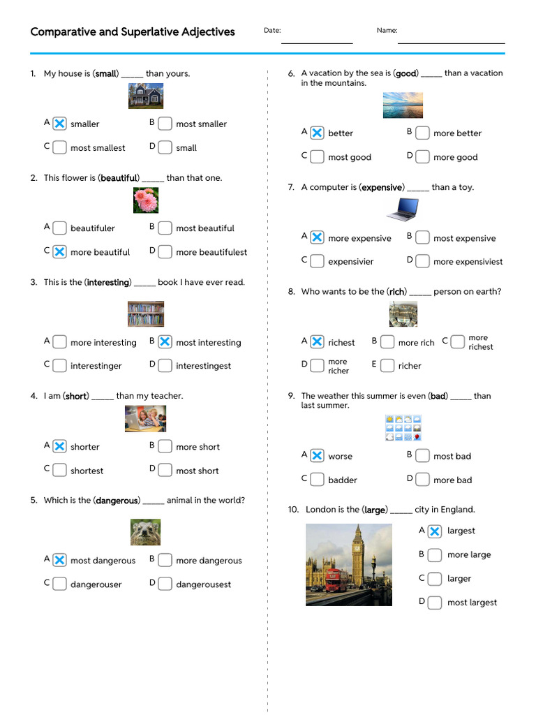 Comparative and Superlative Exercises | PDF