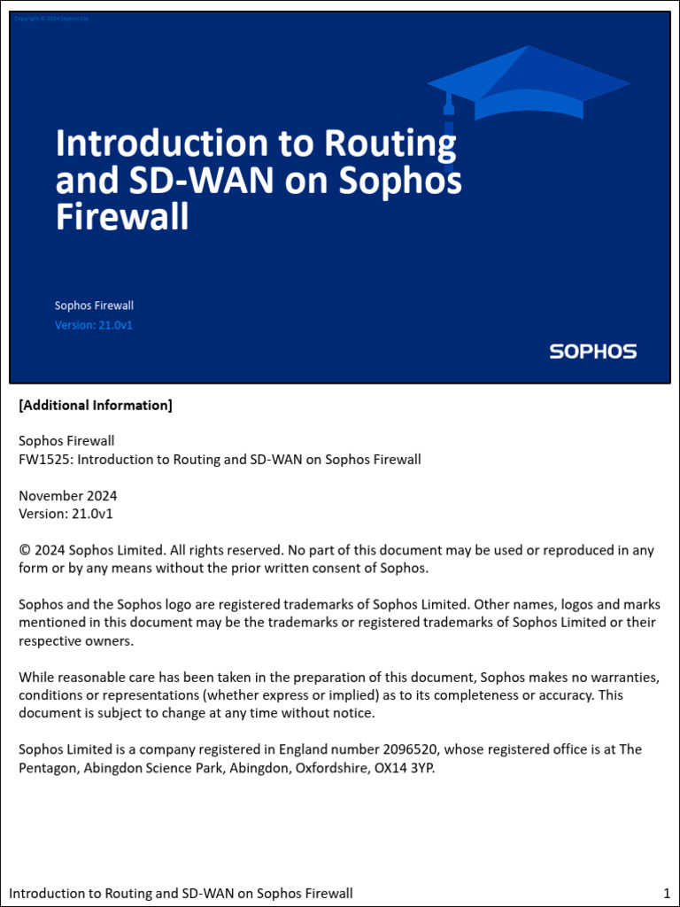 FW1525 21.0v1 Introduction To Routing and SD-WAN Sophos Firewall | PDF | Routing | Computer Network