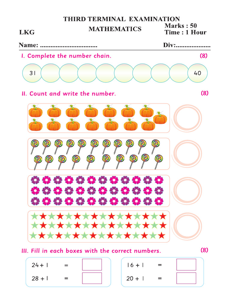 Lkg-Maths - Term 3 | PDF
