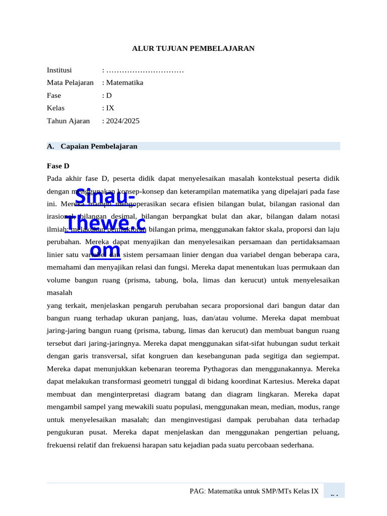 6. ATP MTK kls 9 S 1 2024-2025 | PDF