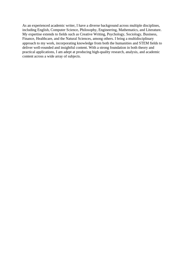 As An Experienced Academic Writer | PDF