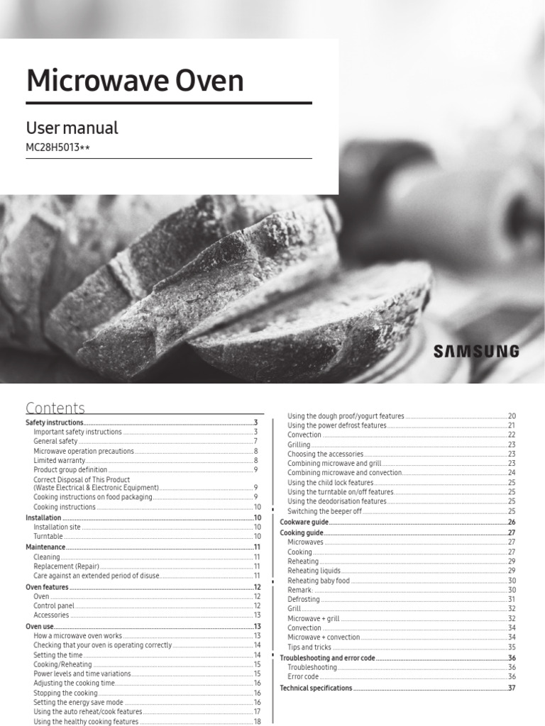 MC28H5013AS Samsung | PDF | Oven | Ac Power Plugs And Sockets