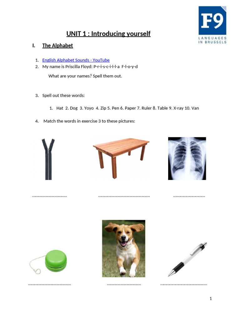 Unit 1 Introducing Yourself and Other Basics | PDF | Written Communication
