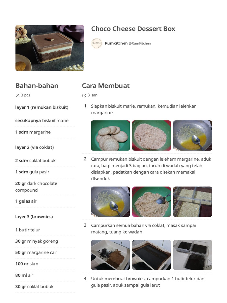 Resep Choco Cheese Dessert Box | PDF