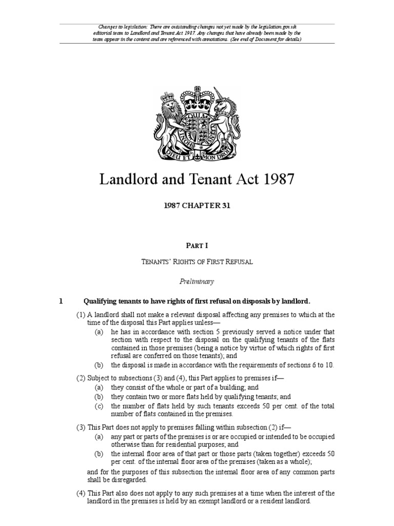 Landlord and Tenant Act Right of First Refusal | PDF | Leasehold Estate ...
