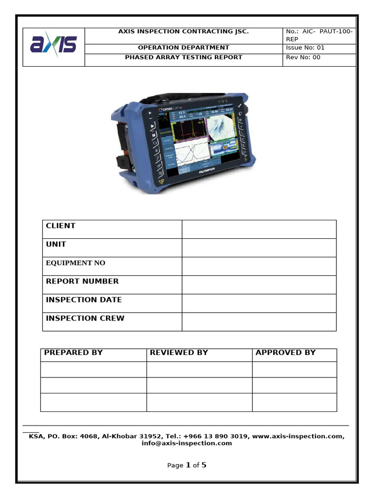 AIC - PAUT-100-REP-PAUT Report Fomat | PDF | Waves | Electromagnetic ...
