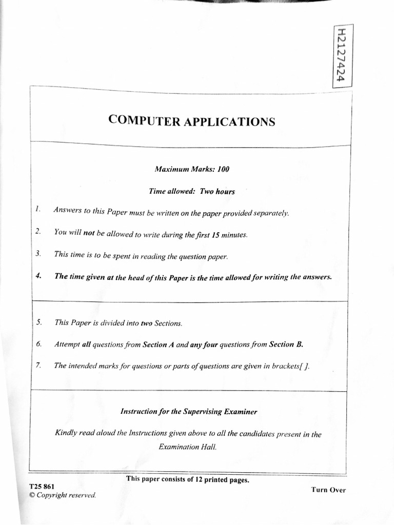 Class 10th Icse 2025 Computer Question Paper. | PDF