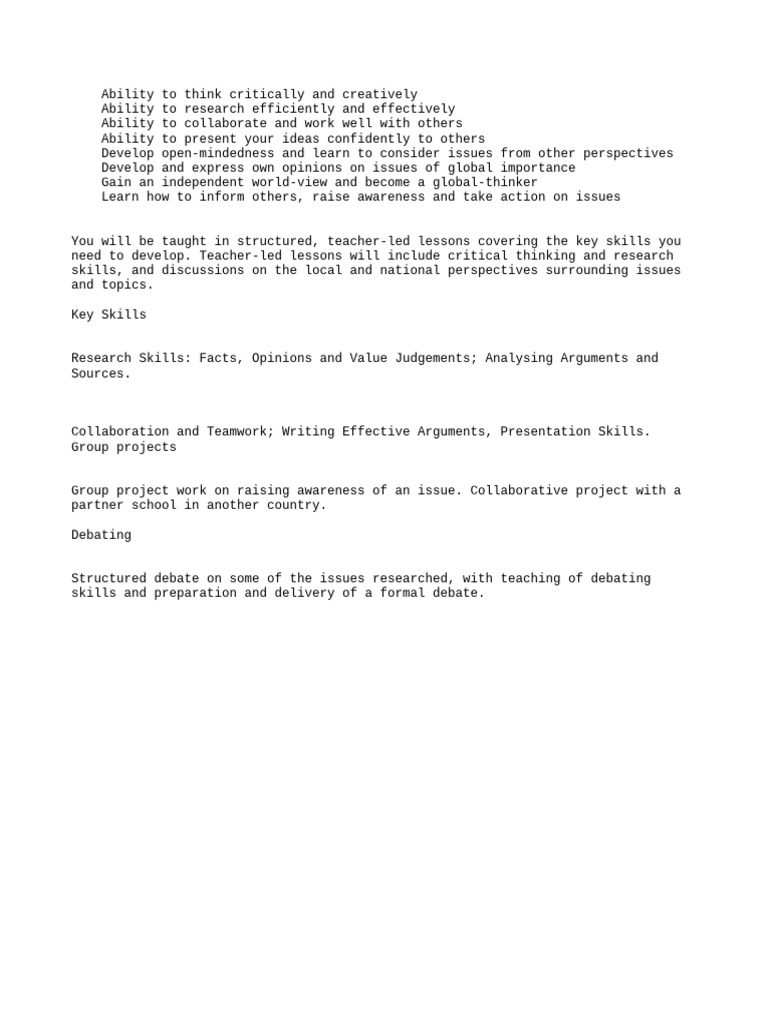 Global Perspective Skills | PDF