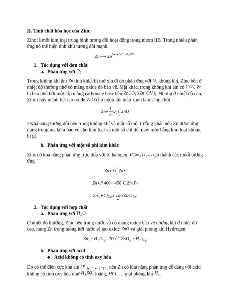 ZINC-phần 1 TCHH | PDF