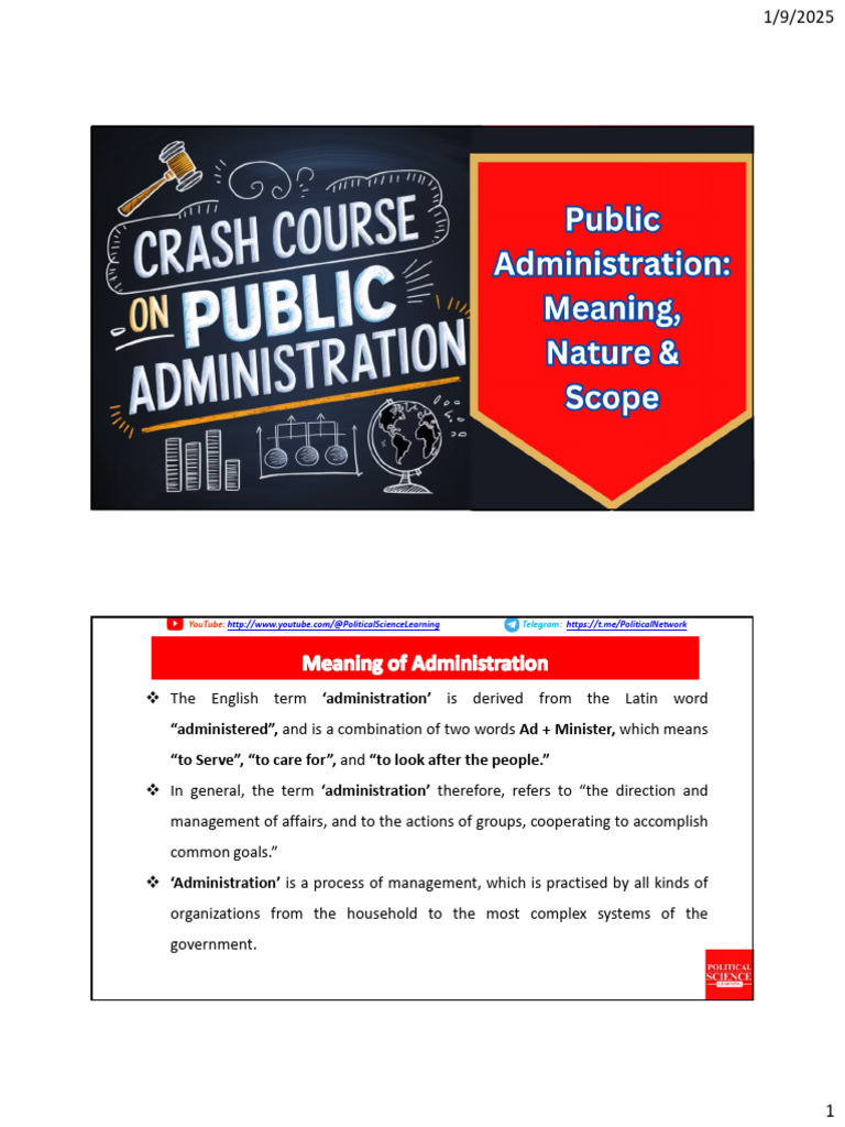 Nature and Scope of Public Administration | PDF | Public Administration