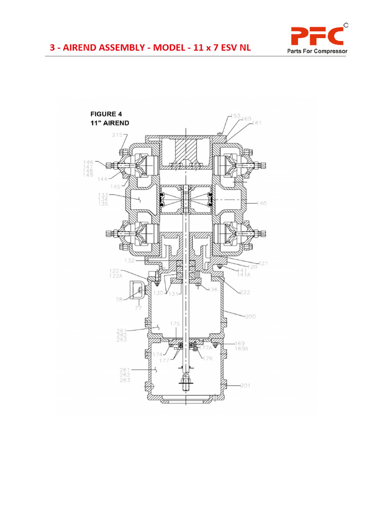 11x7 ESV NL Airend Assembly Parts List | PDF | Screw | Machines