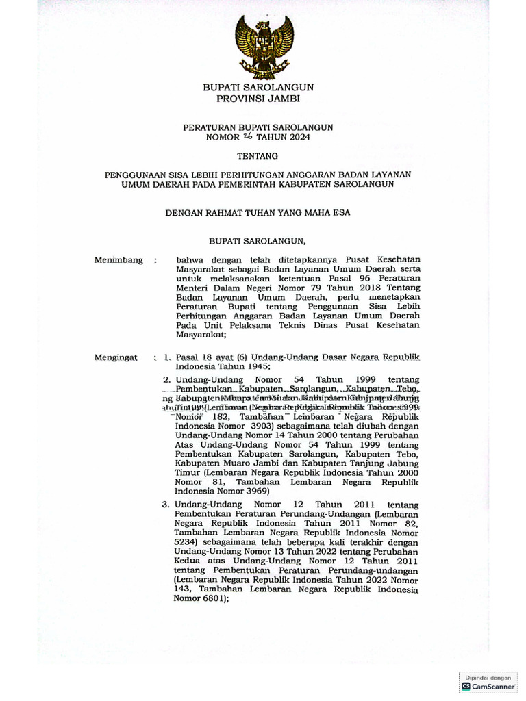 Perbup No 26 TH 2024 | PDF
