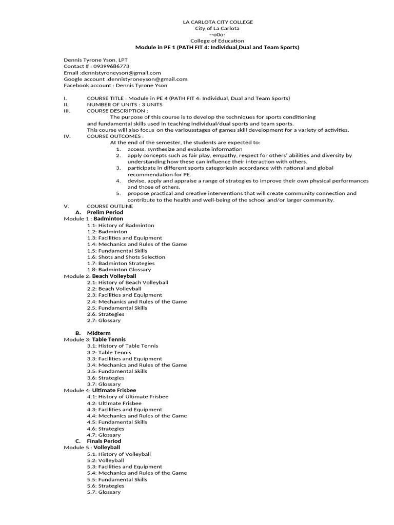 Path Fit 4 Module | PDF | Sports