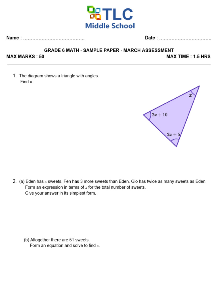 gr6 - Math - SA - Sample Paper-1 | PDF | Speed