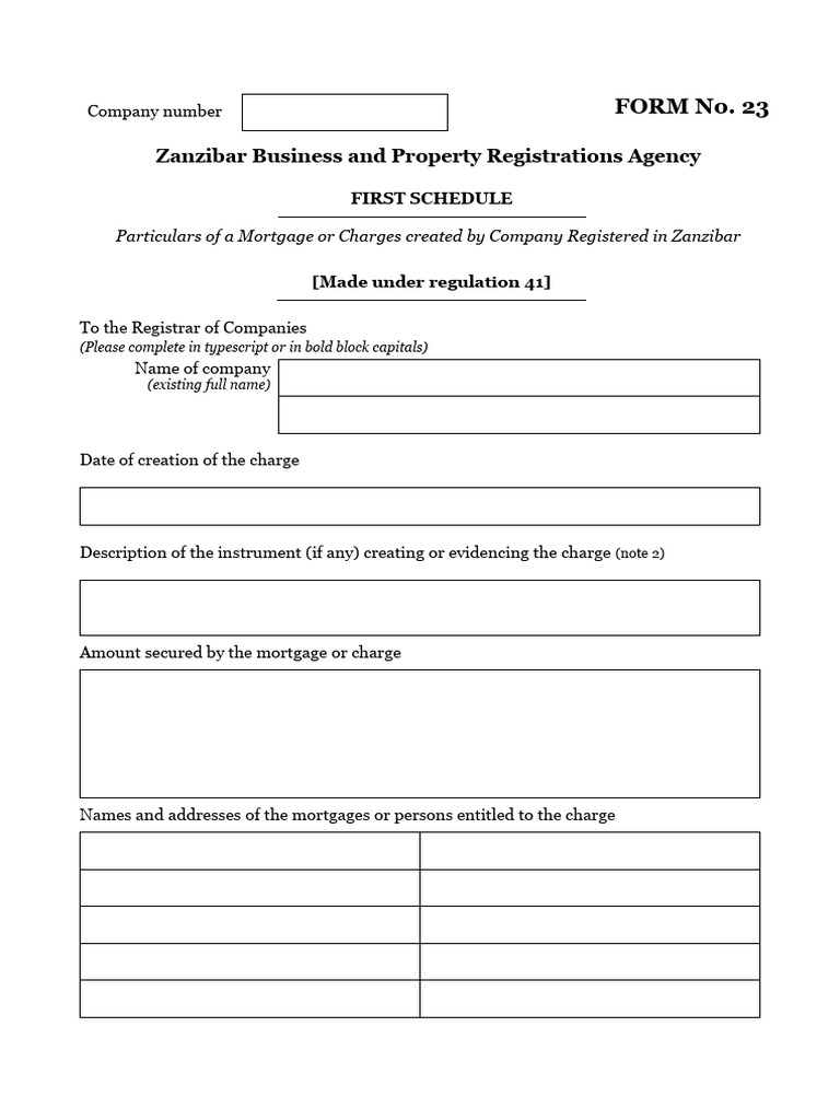 Form No. 23 - Particulars of A Mortgage or Charges Created by Company ...